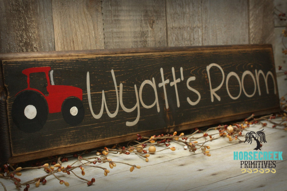 Red Tractor Sign, Personalized Tractor Gift, Boys Room Decor ...